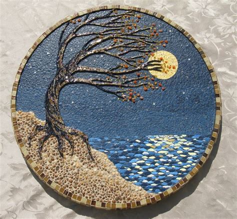 Windy Night Mixed Media Mosaic Eggshell Mosaic Egg Shell Art