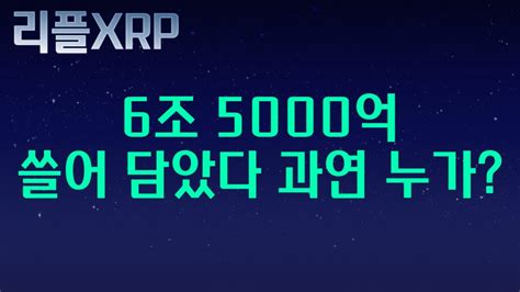 리플 Xrp 6조 5000억 리플 쓸어 담았다 과연 누가 Youtube
