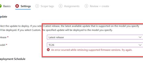 Intune Error When Creating Deployment For Zebra Updates