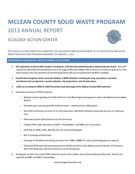 Annual Reports Ecology Action Center