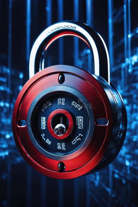 The Concept Of Cybersecurity Padlock On The Background Of The Server
