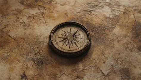 Antique Compass Artifact Resting On An Aged Textured Surface Indoors