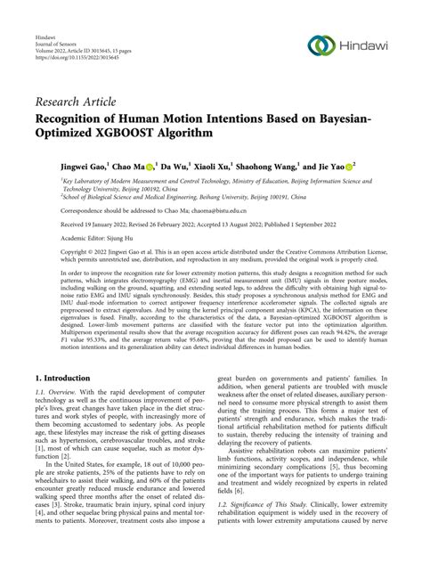 pdf recognition of human motion intentions based on bayesian
