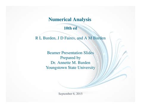 Notes Chapter Matrix Solutions Numerical Analysis Th Ed R L