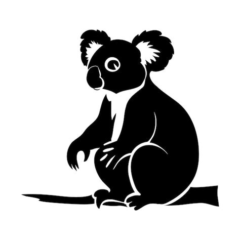 Premium Vector Koala On A Branch Silhouette Isolated On White
