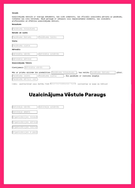 Uzaicinājuma Vēstule Paraugs Word Un Pdf Bez Maksas