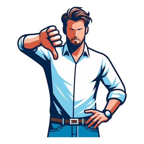 Man Showing Thumbs Down Vector Illustration Unhappy Male Gesturing