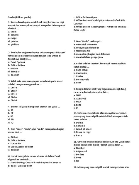 Soal Ms Excel Pdf