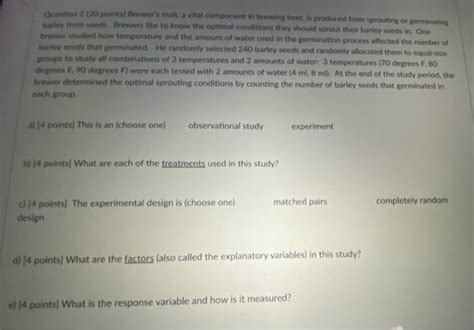 Solved Question 2120 Points Brewer S Malt A Vital Chegg