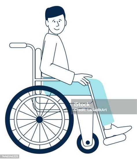 휠체어에 젊은 남자 흰색으로 격리된 장애인 아이콘 개념에 대한 스톡 벡터 아트 및 기타 이미지 개념 건강 진단 건강관리와