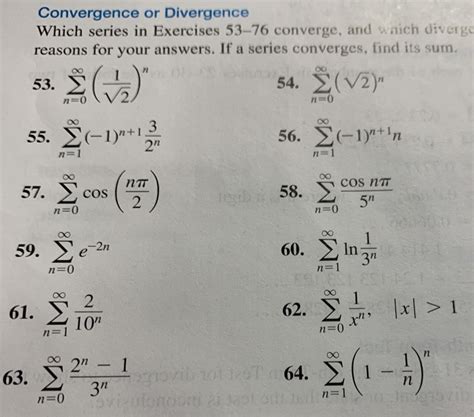 Solved Convergence Or Divergence Which Series In Exercises
