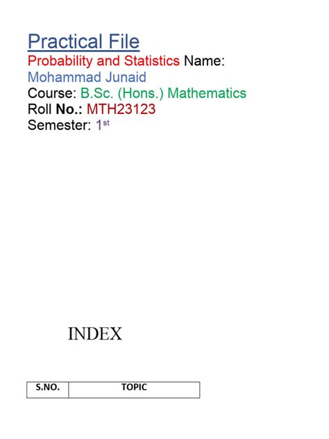 Probability And Statistics Practical Pdf Probability And Statistics Practical Pdf