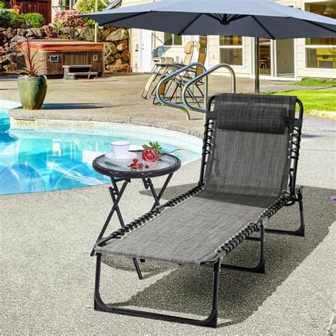 Reclining Chaise Lounge Chair Portable Sun Lounger Folding Camping