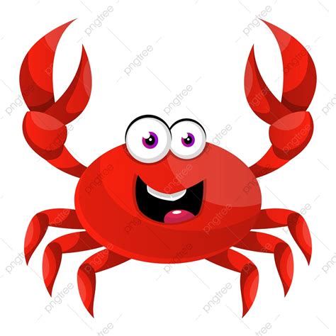 Happy Red Crab Illustration Vector On White Background Crab Clipart