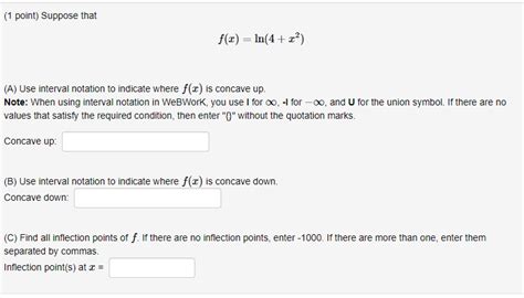 Solved 1 Point Suppose Thatf X Ln 4 X2 A Use Chegg