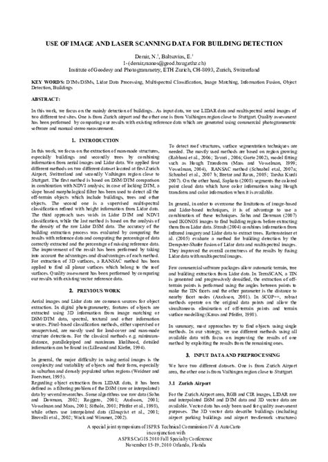 Pdf Use Of Image And Laser Scanning Data For Building Detection