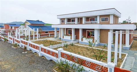 북한 황해북도 사리원시 문현농장의 새 살림집 전경