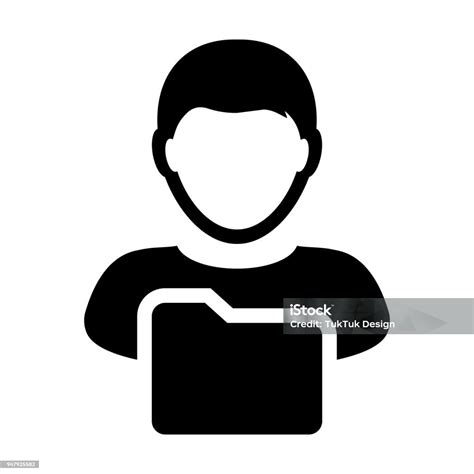 문양 그림 기호에서 사용자 프로필 정보 아바타의 남성 사람 개인 폴더와 폴더 아이콘 벡터 감독에 대한 스톡 벡터 아트 및 기타