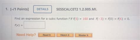 solved 1 [ 1 points details sesscalcet2 1 2 005 mi find