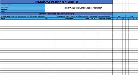 Programa De Mantenimiento Ejemplos Formatos Word Excel