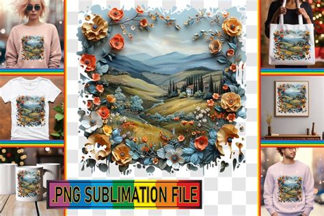Whimsical Floral Landscape Sublimation Design
