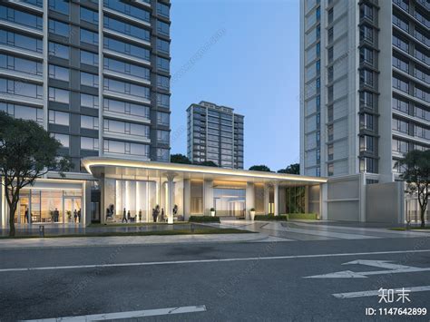 现代风格小区入户大门3d模型下载【id 1147642899】 知末3d模型网