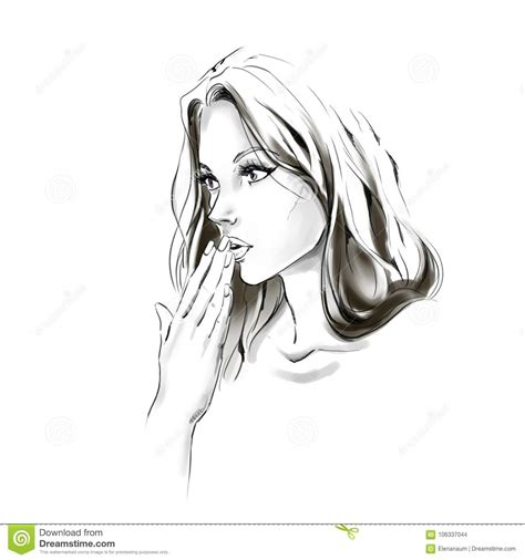 Watercolor Fashion Illustration With Beautiful Girl Stock Illustration