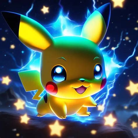 Headshot Of A Cute Glass Pikachu That Is Glowing Li Openart
