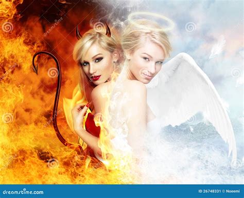 Sexy Devil Vs Gorgeous Angel Stock Image Image 26748331