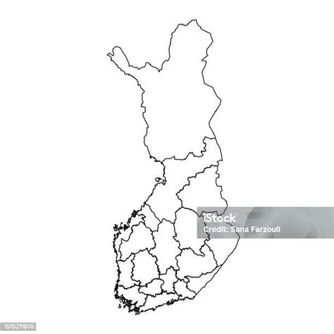 Outline Sketch Map Of Finland With States And Cities向量圖形及更多代表圖片 Istock
