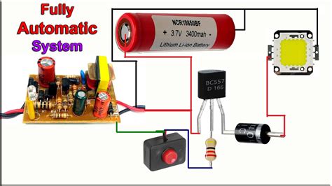 3 7v Automatic Rechargeable On Off Led Light Bc547 Bc548 Npn