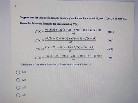 Solved Suppose That The Values Of A Smooth Function F Are Chegg Com
