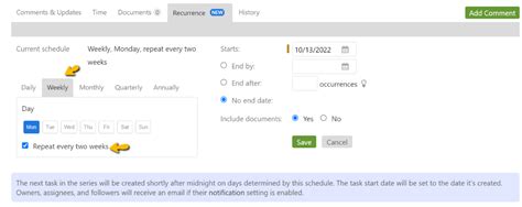 Bi Weekly Recurring Tasks Every Two Weeks Intervals Help Docs