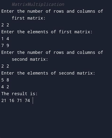 write a program in java to multiply two matrix