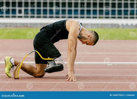 Runner With A Prosthetic Leg Amputee Sportsman Royalty Free Stock