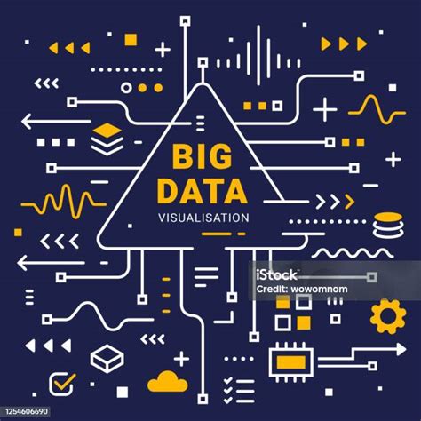 Kompleks Koneksi Visualisasi Big Data Dengan Ikon Ilustrasi Teknologi