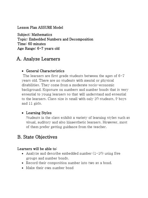 Assure Model Lesson Plan Sample