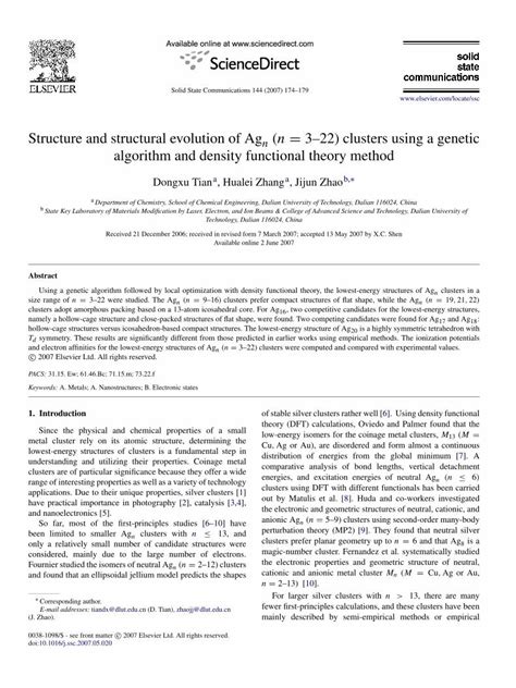 Pdf Structure And Structural Evolution Of Clusters Using A Genetic