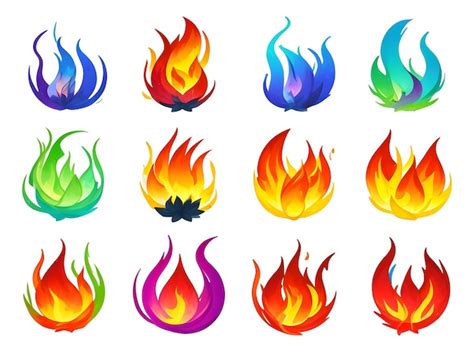 Iconos Del Vector De Fuego Vector Premium