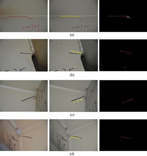 crack detection using images from the testing dataset from the left