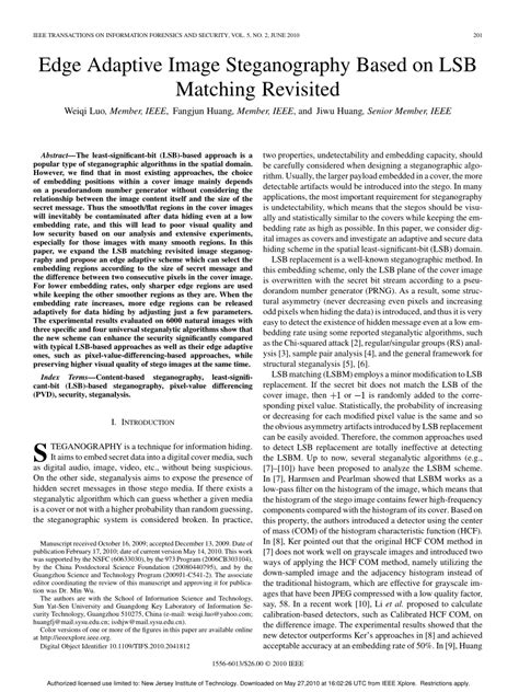 Pdf Edge Adaptive Image Steganography Based On Lsb Matching Revisited