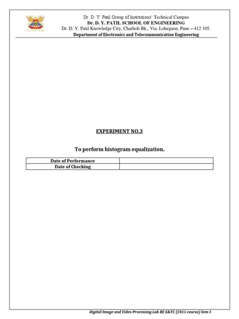 3 To Perform Histogram Equalizationssp Pdf Histogram Applied