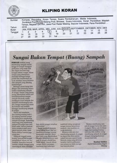 Sungai Bukan Tempat Buang Sampah Kliping Berita Um