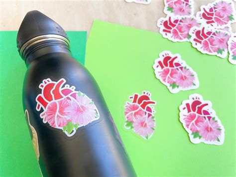 Flower Heart Anatomy Sticker Caringpaw