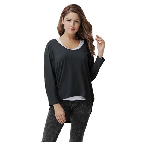 Aliexpress Buy Women S Summer Casual Batwing Sleeve T Shirt O Neck Irregular Long Sleeves