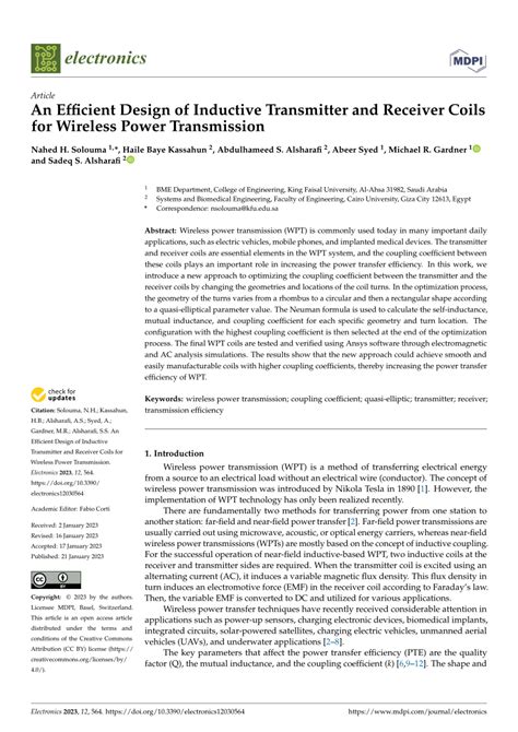 Pdf An Efficient Design Of Inductive Transmitter And Receiver Coils For Wireless Power