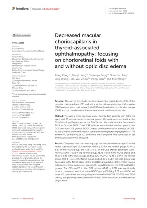 Pdf Decreased Macular Choriocapillaris In Thyroid Associated Ophthalmopathy Focusing On