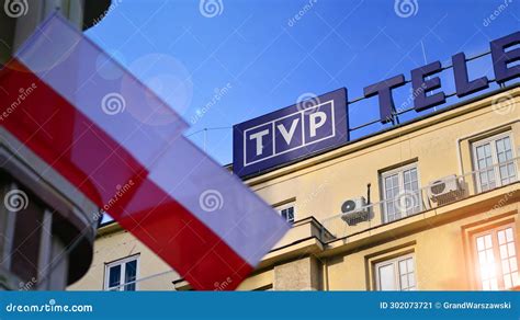 Tvp Telewizja Polska Polish Television Blue Logo Signage On The