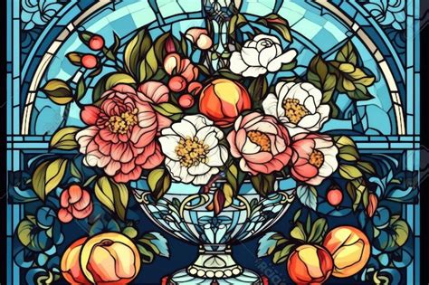 Premium Photo Colorful Stained Glass Window With A Floral Design