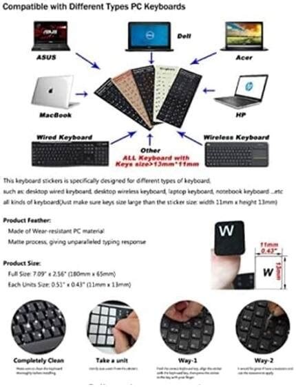 Universal Replacement Arabic Keyboard Stickers White Background With Black Letters For Computer